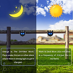8 PCS Solar Animal Repellent Outdoor Nocturnal Animal Repeller Predator Blue Lights Repellent Devices Waterproof Coyote Raccoon Deer Deterrent for Garden Yard Farm Chicken Coop Night Guard Protection