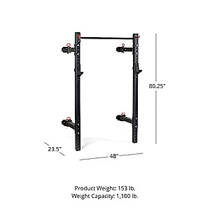 Titan Fitness X-3 Series 80-inch Wall Mounted Folding Power Rack, Space Savings Rack, Folds up to 5-inches from the Wall