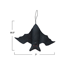 Creative Co-Op 10-1/2"L x 7"H Handmade Wool Felt Bat Ornament, Black