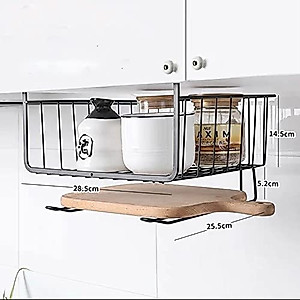 2 Pcs Under Shelf Basket, Shelves Wire Basket Hanging Basket Under Shelves Storage Rack for Kitchen Pantry Desk Bookshelf Cupboard