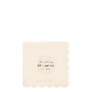 Meri Meri Disposable Paper Napkins (Pack of 20), Scalloped Edge, 2 Sizes, 15 Colors, Party Napkins
