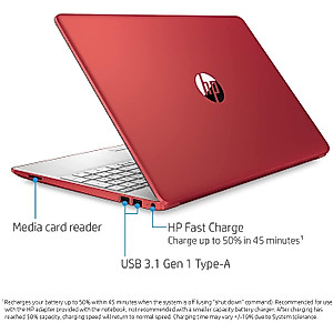 2021 Newest 15.6" HP Pavilion HD Laptop, Intel Quad-core Pentium Processor, 8GB RAM, 128GB SSD, Intel UHD Graphics, HD Webcam, Bluetooth, HDMI, USB Type-C, Scarlet Red, Windows 10 + Oydisen Cloth