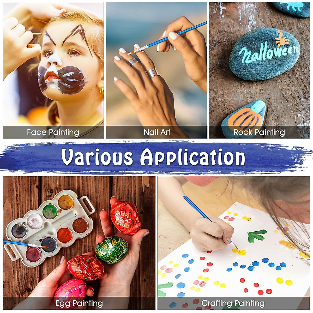 100Pcs Paint Brushes Bulk Small, Anezus Paint Brushes for Kids Fine Paint Brushes Set Detail Paint Brushes for Classroom Model Canvas Face Nail Art Acrylic Watercolor Paint Craft Supplies