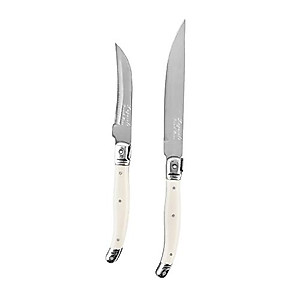 Laguiole 2-Piece Citrus Knife Set – Stainless Steel Fruit Peeler Knife & Garnish Knife – Dishwasher Safe Fruit Knife Set – Luxurious Kitchen Knife Set for Wedding, Parties & More (Faux Ivory)