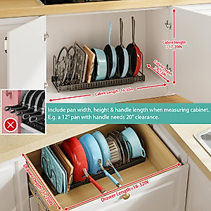X-cosrack 15 Dividers Pot Pan Lid Rack Bakeware Cupboard Organizer, Expandable, Black