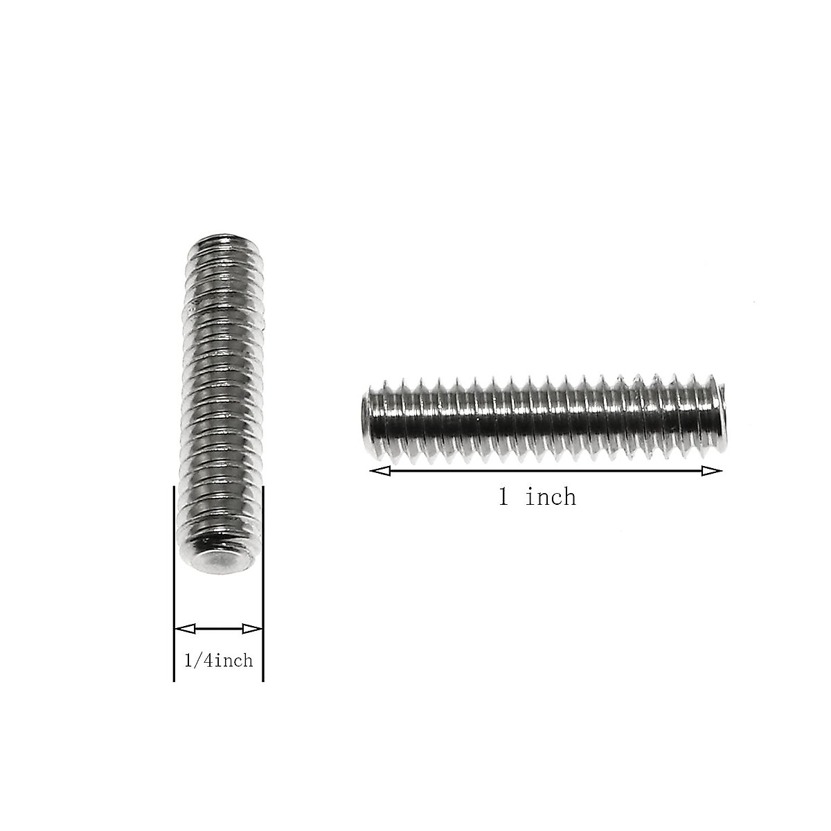 BAIRONG 10pcs 304 Stainless Steel Allen Head Hex Hexagon Socket Flat Point Set Screw End Grub Headless Bolt 1/4-20 x 1" with Hex Drive Wrench