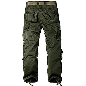 Men's BDU Casual Military Pants, Tactical Wild Army Combat ACU Rip Stop Camo Cargo Work Pants Trousers with 8 Pockets (7533 Army green, 38)