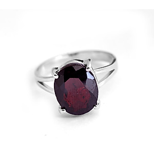 6.10 Ct Natural Red Garnet Gemstone Engagement Anniversary Ring in 925 Sterling Silver