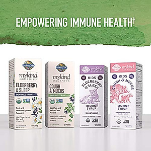 Garden of Life Elderberry Zinc Immune Support for Adults and Kids 12 & Older, mykind Organics Cough & Mucus Immune Syrup 5 fl oz with Ivy Leaf, Vitamin C and Echinacea, No Added Sugars