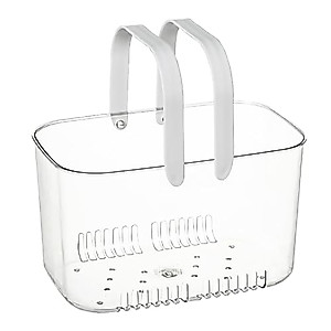 Transparent Multifunctional Shower Caddy Basket, Portable Handle, Waterproof, PET & PP Material, for Bathroom Use