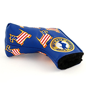 US Flag Dancing Scottie Dog Golf Headcover for Blade Putter, Blue