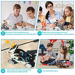 mababa 12-in-1 Solar Robot Building Kit for Kids, STEM Educational Creation 190-Piece Kit with Solar Powered Motorized Engine and Gears for Boys and Girls Ages 8-12.
