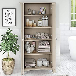 Bush Furniture Salinas Bathroom Storage Cabinet with Doors in Antique White
