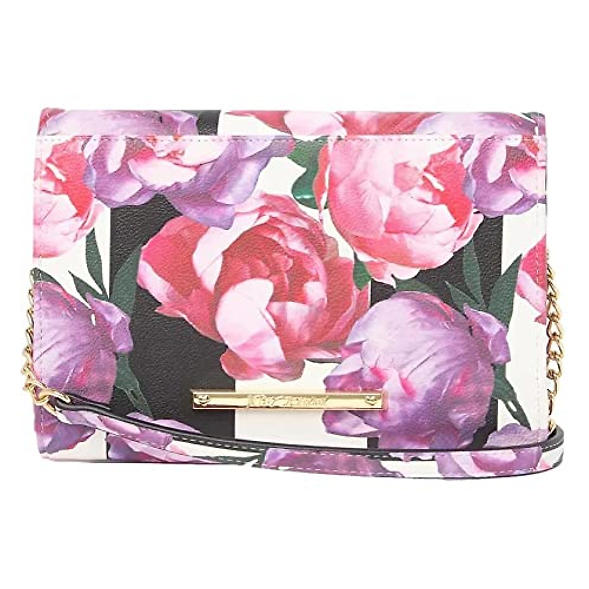 Betsey Johnson Dani Floral Printed Crossbody with Bow Black Floral One Size