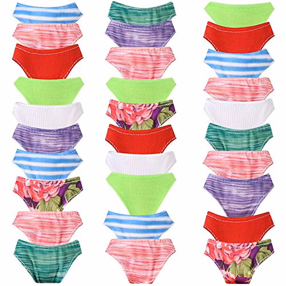 Colorful Doll Underwell Set Clothes Barbie Underpants - Suitable for 11.5 inch Barbie Doll Accessories Solid Print Stripes Random 30 Pieces