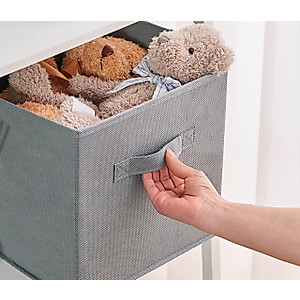 Mrooda Fabric Storage Bins 2 Pack Storage Cubes For Shelves、Storage Bins with 2 Handles 、Rectangle Storage Box Organizer Shelf Baskets 、for clothes toys books and more、color grey 2 pack