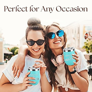 shop4ever I Identify as Water Engraved Insulated Stainless Steel Wine Tumbler with Lid 12 oz. Funny Gift for Her Him (Teal)