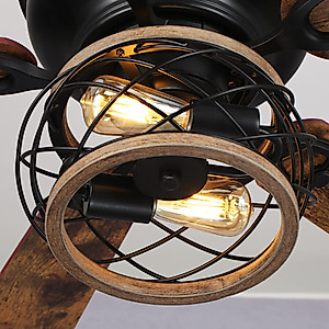 Parrot Uncle Low Profile Ceiling Fans with Lights and Remote, 48 Inch Black Ceiling Fan with Light Flush Mount Farmhouse Rustic Hugger Fan for Bedroom, Reverse Airflow, Timer, FREE Replacement