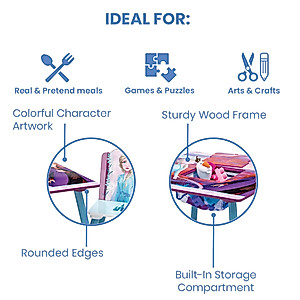 Delta Children Kids Table and Chair Set with Storage (2 Chairs Included) Plus Design & Store 6 Bin Toy Storage Organizer - Ideal for Arts & Crafts, Homeschooling, Homework & More, Disney Frozen II