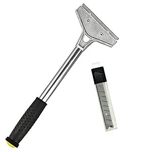 Alpine Industries 4-Inch Industrial Floor Scraper Comfort-Grip Razor Blades & Floor Stripper | Includes 10 Replacement Razor Blades | Scraper Tool for Windows, Walls, Floors & More
