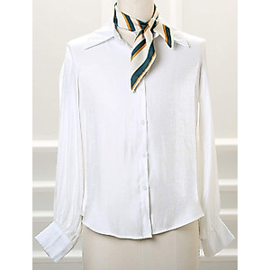 Allegra K 50cm Stripe Print Square Neck Wrap Scarves Head Scarf Kerchief Neckerchief for Women Peacock Green