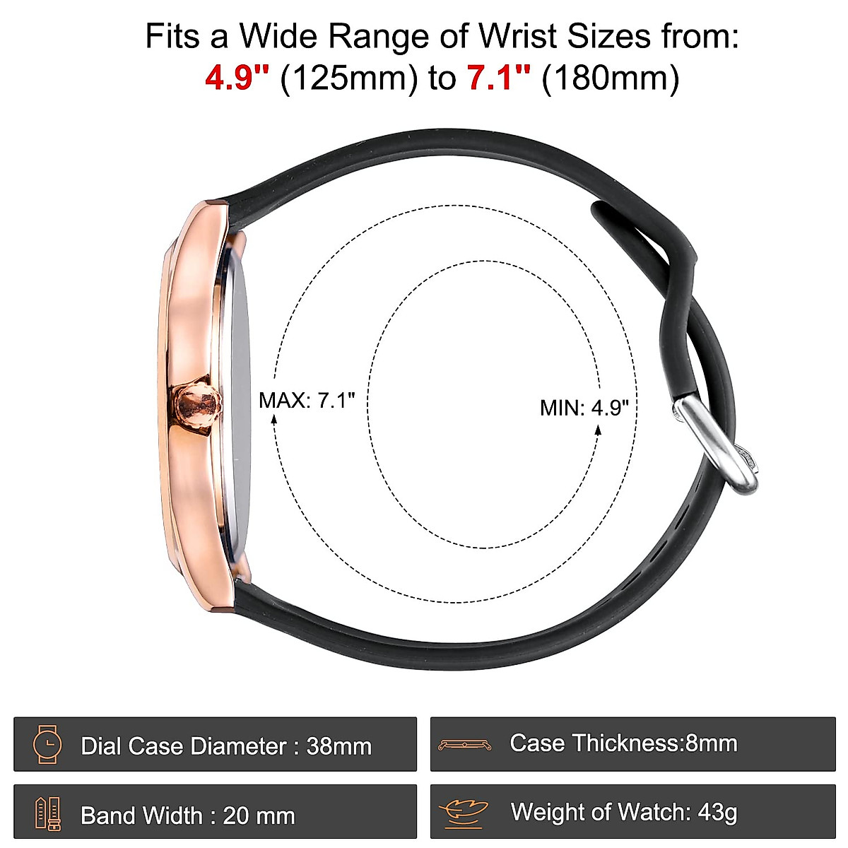 ManChDa Nurse Watch for Nurse Medical Watch Nurse Watch for Women Silicone Watch Nurse Watch Second Hand Easy to Read Watch Military Time Watch Waterproof Luminous Watch 24 Hours Watch Black