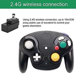TOOPONE Wireless Gamecube Controllers, Classic Gamecube Wavebird Wireless wii Controller Remote Gamepad Joystick for Nintendo Gamecube Console, Compatible with Wii (Black and White)