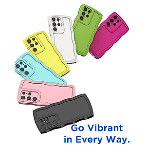 AICase Cute Solid Color Curly Wave Frame Soft Compatible with Samsung Galaxy Phone Case (Black, Galaxy S20 Ultra)