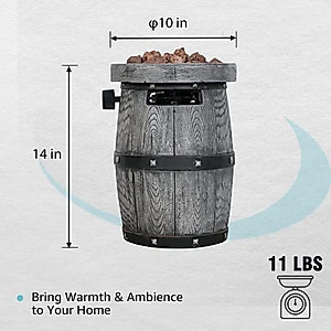 10 inch Portable Tabletop Fire Pit, Propane Concrete 10,000 BTU Tabletop Gas Firebowl, w/Lava Rocks, CSA Certification(Round)