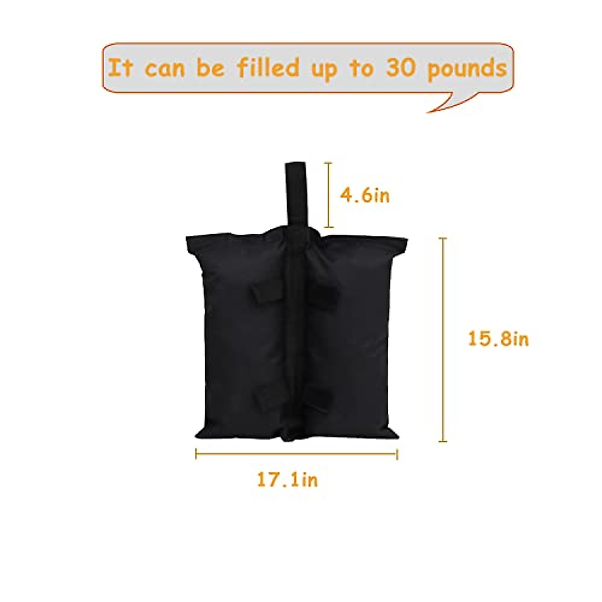 Heavy Duty 600D Gazebo Canopy Weights Bag, Tent Weights Bag for Legs, Sandbags for Pop Up Tent Gazebo Canopy Outdoor Sun Shelter Umbrella Pool Ladder (Black-6 Pack)