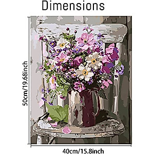 Paint by Numbers for Adults,Flowers DIY Oil Painting by Numbers on Canvas Without Frame 16x20 Inch (40x50cm)