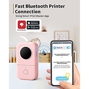 Phomemo Label Printer, D30 Mini Label Maker Machine with Tape, Phone Label Makers,Bluetooth Connection,Home Office School Organization,Gift for Men,Woman (USB Rechargeable)-Pink