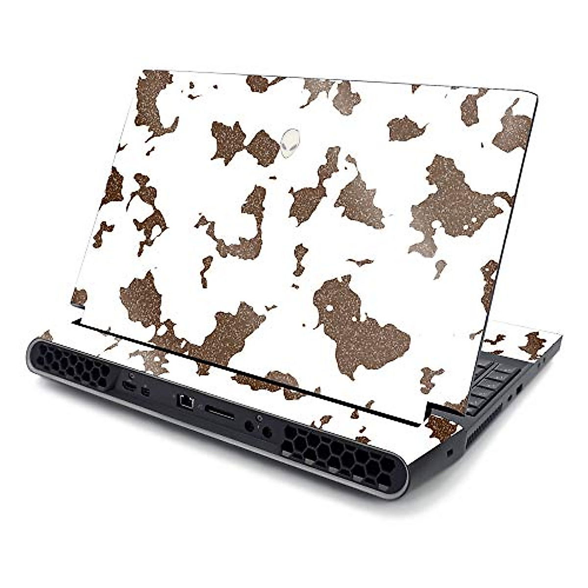 MightySkins Glossy Glitter Skin Compatible with Alienware Area-51M 17" (2019) - Brown Cow | Protective, Durable High-Gloss Glitter Finish | Easy to Apply, Remove, and Change Styles | Made in The USA