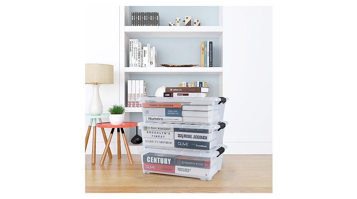 Qskely 20L Under Bed Storage Totes - 4 Pack with Wheels