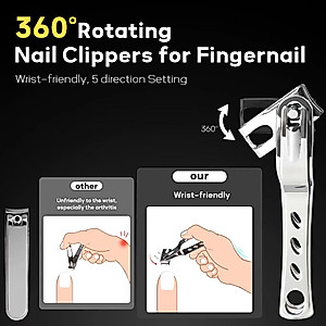Toenail Clippers, Professional Nail Clippers for Thinck & Ingrown Nails, Upgraded Toe Nail Clippers for Men, Podiatrist Toenail Clippers Fingernail Clippers Wanmat