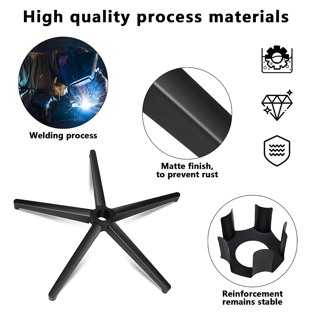 Office Chair Gas Lift Cylinder-Caster Wheels Replacement(Set of 5) for Hardwood Floors and Carpet，28'' Heavy Duty Office Chair Base Replacement