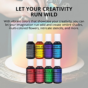 Chefmaster - Airbrush Kit - Airbrush Food Coloring - 8 Pack - True To Shade Vibrant Colors - Works With Any Airbrush Tool, Achieves Amazing Effects and Designs - Fade-Resistant Color - Made in the USA