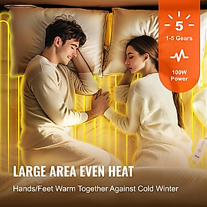 VEVOR Heated Mattress Pad, 39 x 75 in, Electric Bed Warmer with 1-5 Heat Settings Control, 10-Hour Auto Shut Off, Machine-Wash Breathable Coral Fleece Heating Electric Mattress Sheets, White