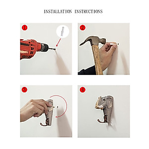 MAGIC WOOD 2PCS Natural Wooden Hooks Animal Creative Wall Mounted Art Décor Hat Coat Towel Hanger Gift (Tiger)