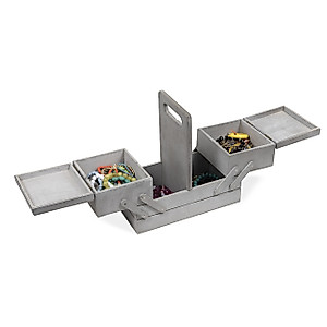 Wooden Jewelry Box with Compartments Ideal for All Your Accessories (Gray)