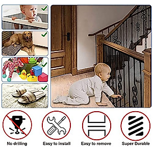 JIFTOK Baby Gate for Stairs, Banister Guard for Kids, Pets, Toys, 10ft L x 2.66 ft H, Mesh Netting Safety Net for Balcony Rail Stair, Stairway Net Baby Safety Products for Indoor & Outdoor (Black)