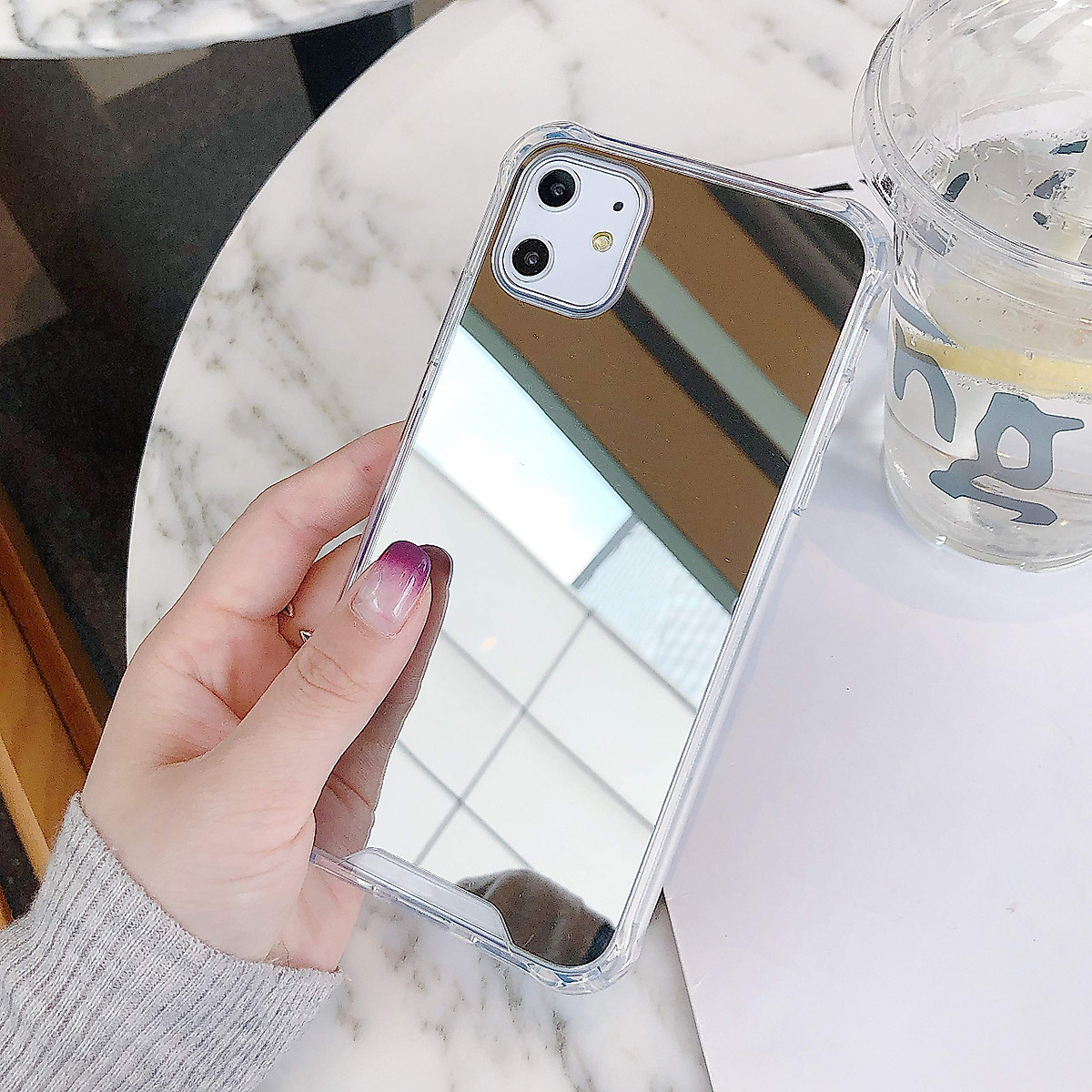 KEXAAR Designed for iPhone 11 Case Mirror Case with [Four Corner Guard Shockproof] Hard Mirror Back Soft Bumper Slim Protective Cover Girls Woman Makeup Touch up and Back Camera Selfies(Mirror 11)