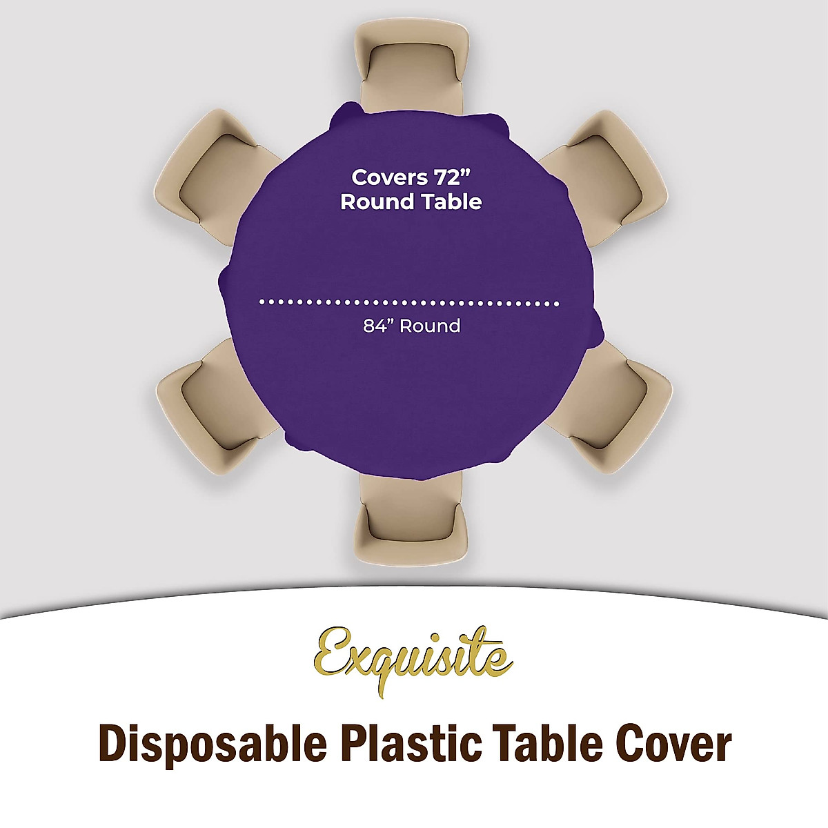 Exquisite 12-Pack Premium Plastic 84-Inch Round Tablecloth - Purple
