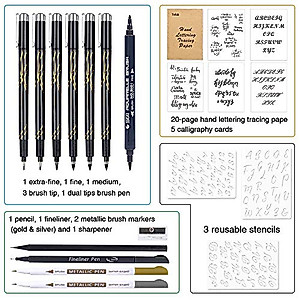 Tebik Calligraphy Pens Set, 22 Pack Hand Lettering Pens Kit, Calligraphy Markers with for Beginners Writing, Journaling, Signature, Art Drawing, Illustrations, Card Making, Design