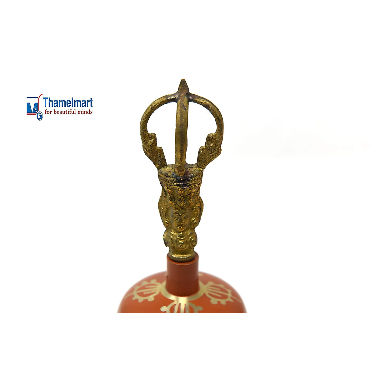 Tibetan Buddhist Meditation Bell Chakra Color - Bell of Enlightenment from Nepal 8 Inches Including free Box … (ORANGE)