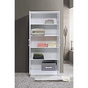 HODEDAH IMPORT Hodedah 2-Door Armoire with 4-Shelves Wardrobe, 17"D x 31.5"W x 73"H, White