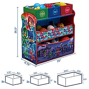 Delta Children Chair Desk with Storage Bin + Design and Store 6 Bin Toy Storage Organizer, PJ Masks (Bundle)