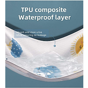 Waterproof Washable Bed Pads- Potty Training - 4-Layer of Pure Cotton - Mattress Protector Crib, Incontinence (35 x 28 in) (Dinosaur)