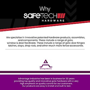 Safetech Hardware TopKlik Self Closing Gate Hinges | Self-Aligning Heavy Duty Spring Hinges | Adjustable Tension | Pool Safety Hinges | Any Square Post, Aluminum Gates | Swing Close 90bs SHG-90L Black