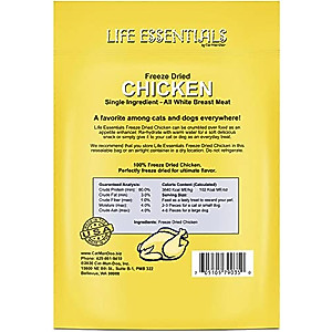 LIFE ESSENTIALS BY CAT-MAN-DOO All-Natural Freeze Dried Chicken Treats for Dogs & Cats Free of Grains, Fillers, Additives and Preservatives Proudly Made in The USA - (2 oz. Bag)
